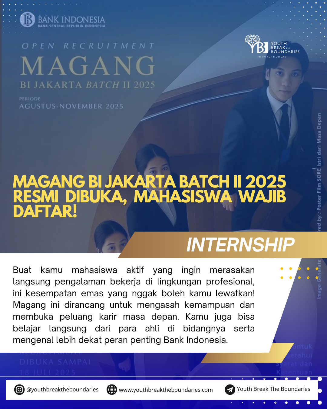 Magang BI Jakarta Batch II 2025 Resmi Dibuka, Ini Unit Kerjanya