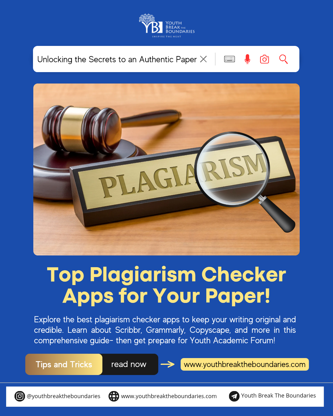 Top Plagiarism Checker Apps for Your Paper! - Youth Break the Boundaries